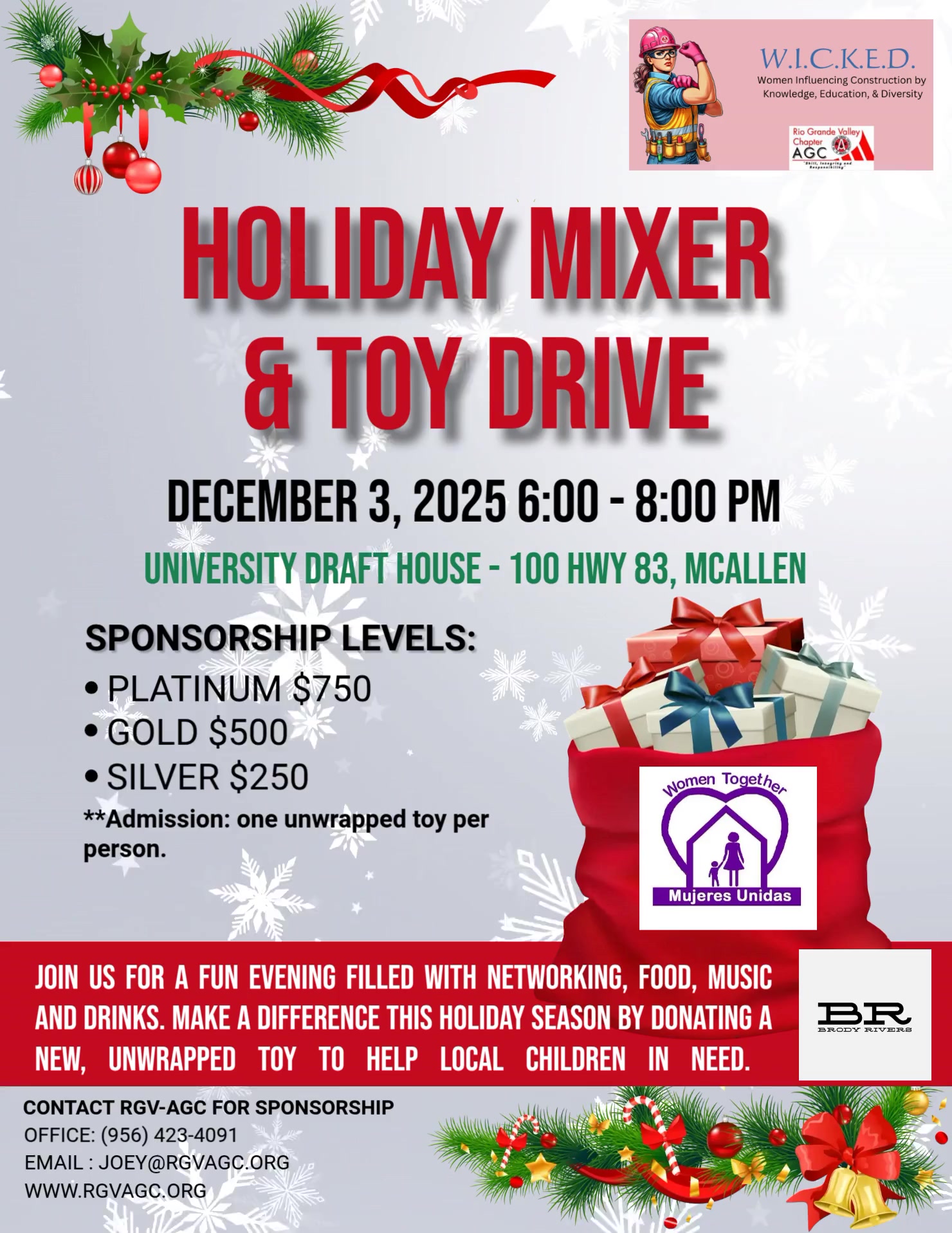 WICKED Holiday Mixer & Toy Drive Flyer - RGV AGC